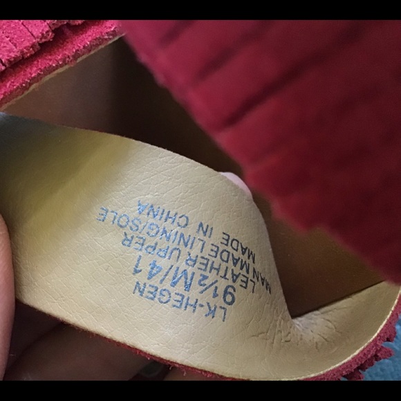 Lucky Brand | Shoes | Lucky Brand Red Leathersuede Fringed Sandals Euc ...